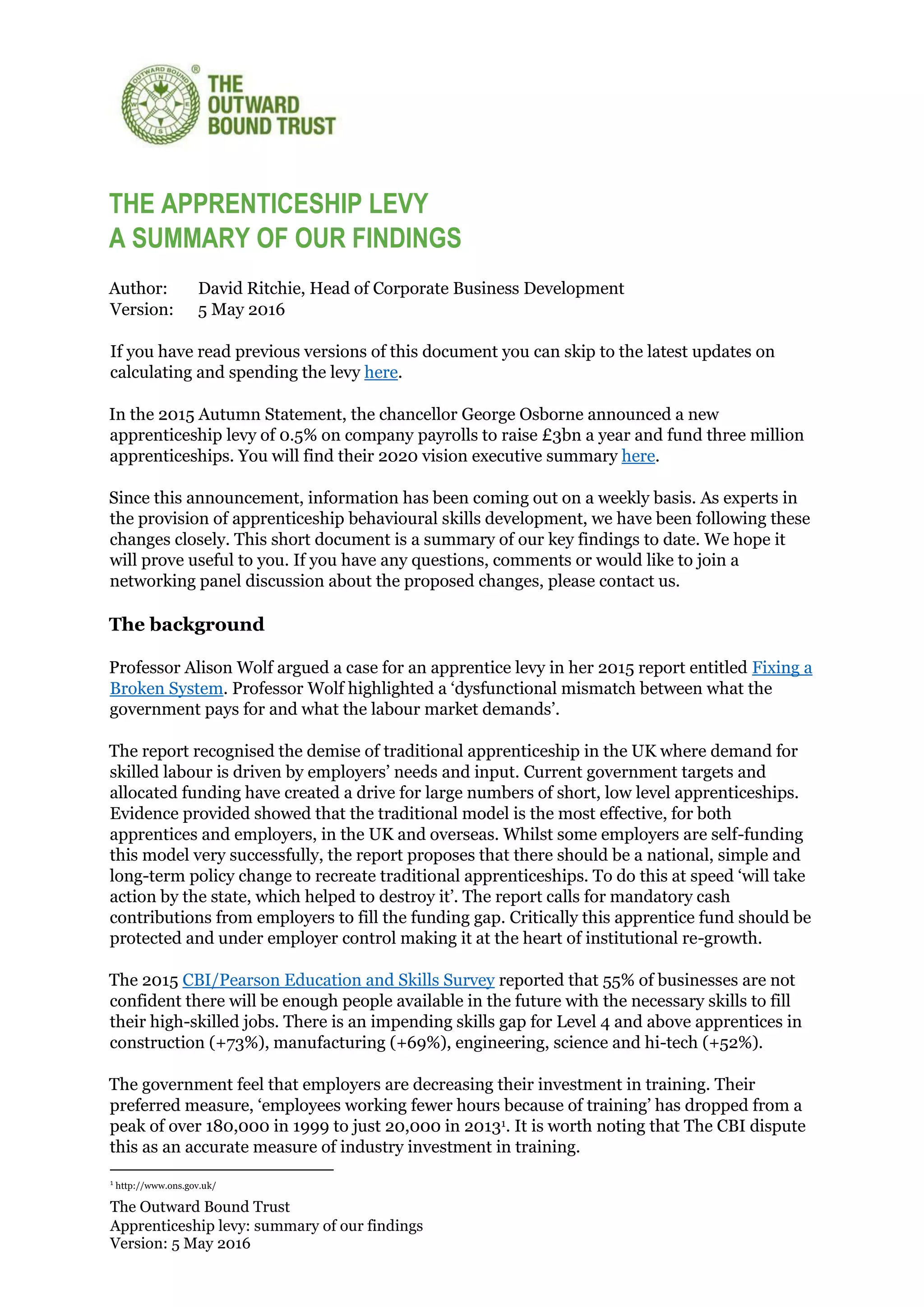 apprenticeship-levy-summary-5may2016 (1) | PDF | Apprenticeships | Careers