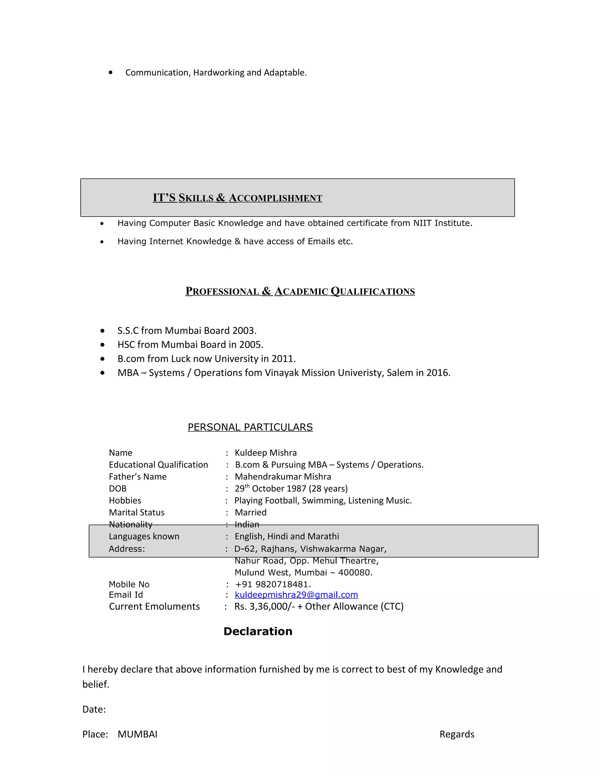 KULDEEP RESUME | DOC