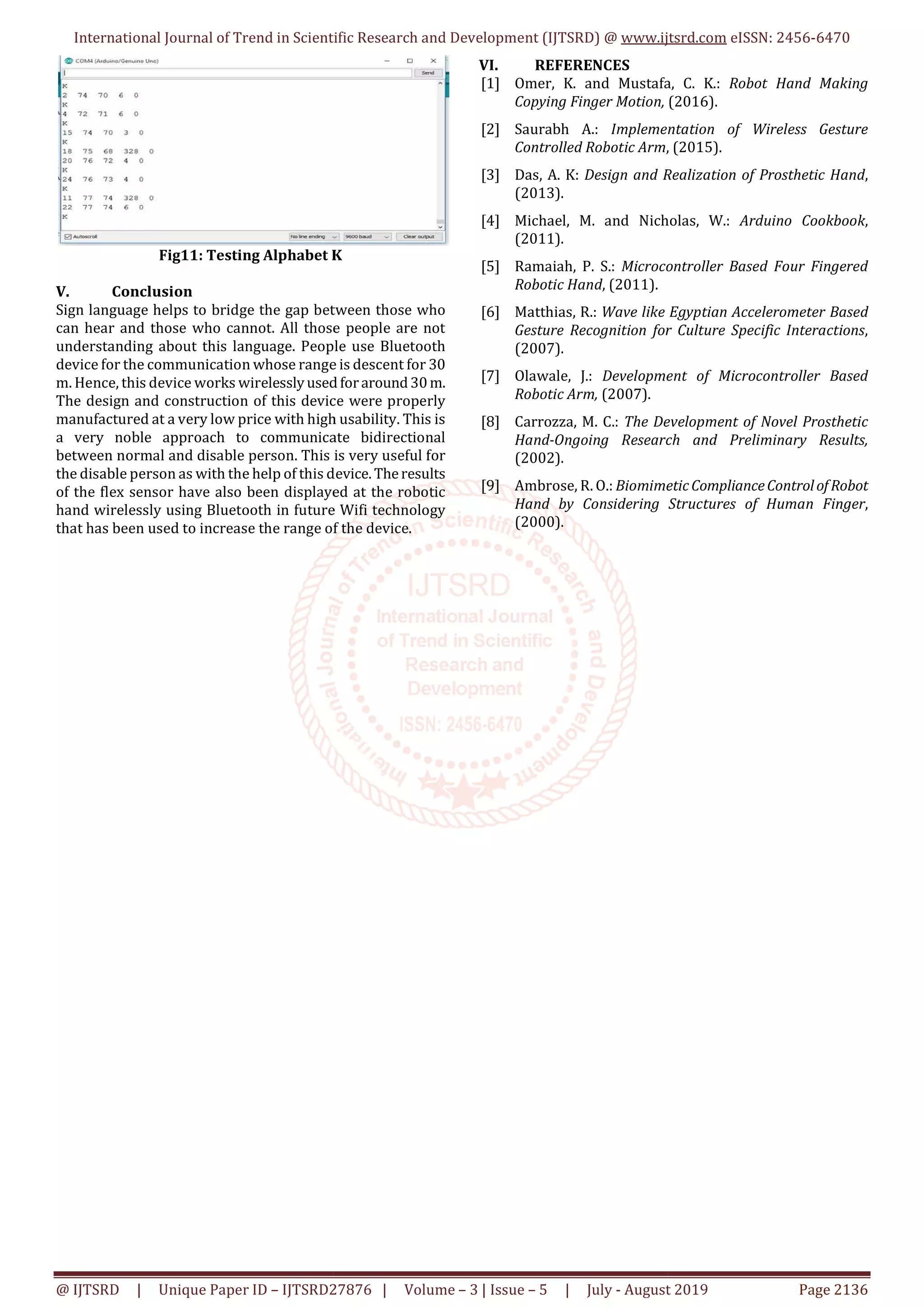 Deaf Sign Language using Automatic Hand Gesture Robot Based on ...