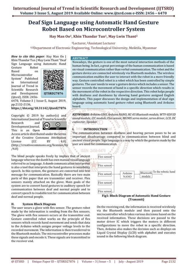 Deaf Sign Language using Automatic Hand Gesture Robot Based on ...