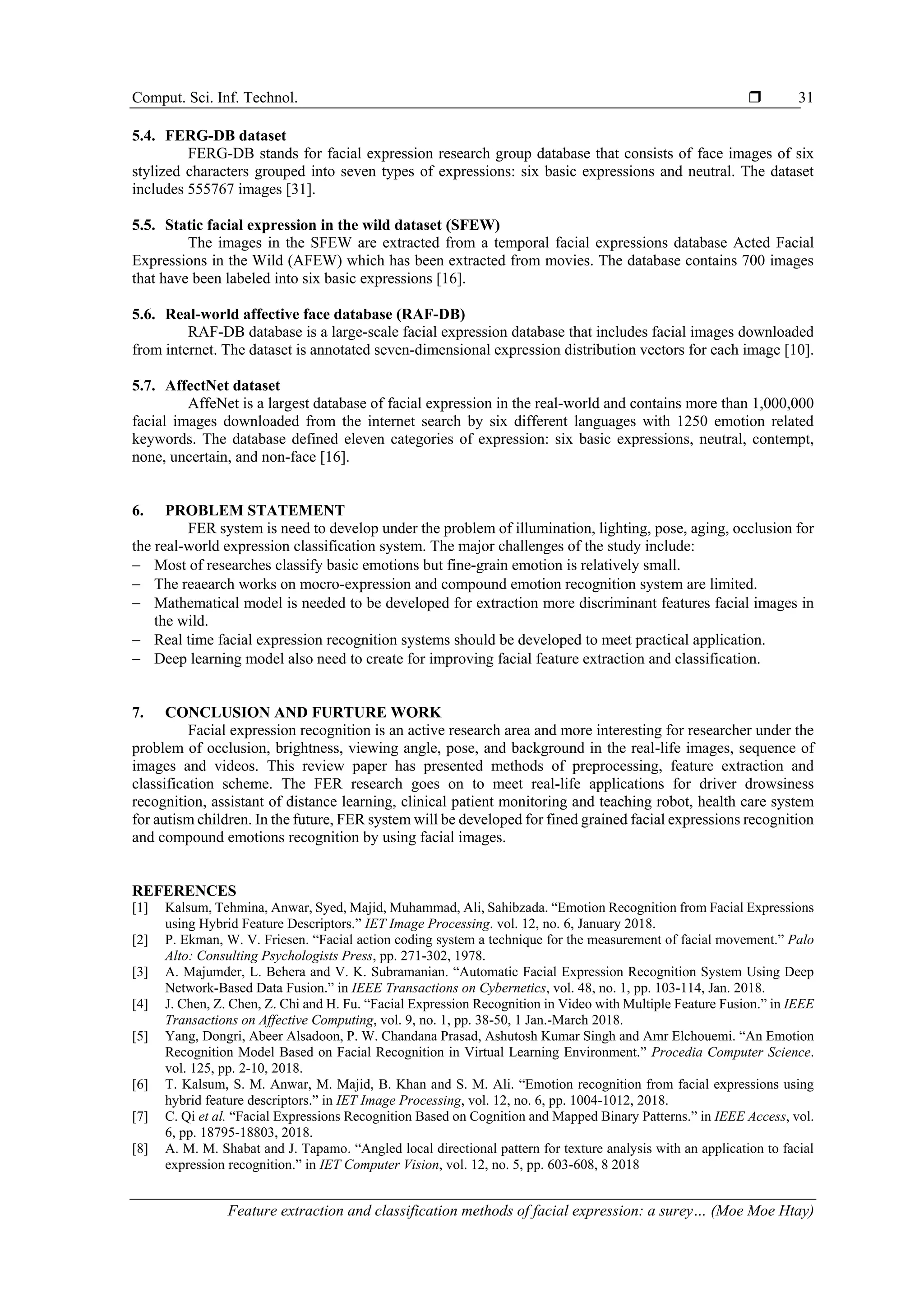 Feature Extraction And Classification Methods Of Facial Expression A Surey Pdf