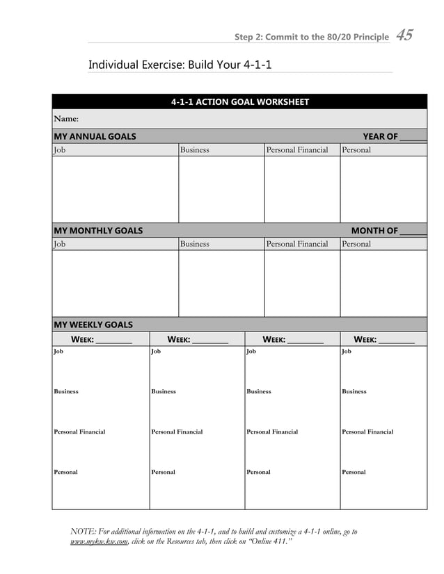 411 Action Goal Worksheet | PDF