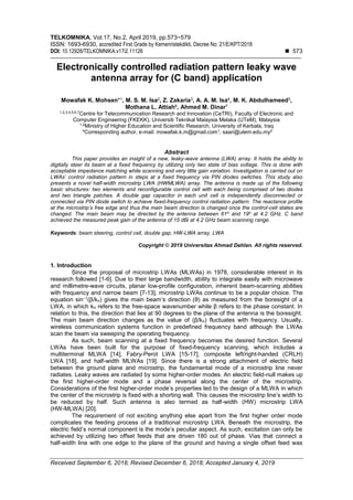 Electronically controlled radiation pattern leaky wave antenna array for (C band) application | PDF