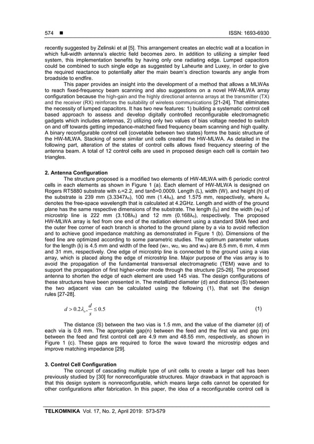 Electronically controlled radiation pattern leaky wave antenna array for (C band) application | PDF