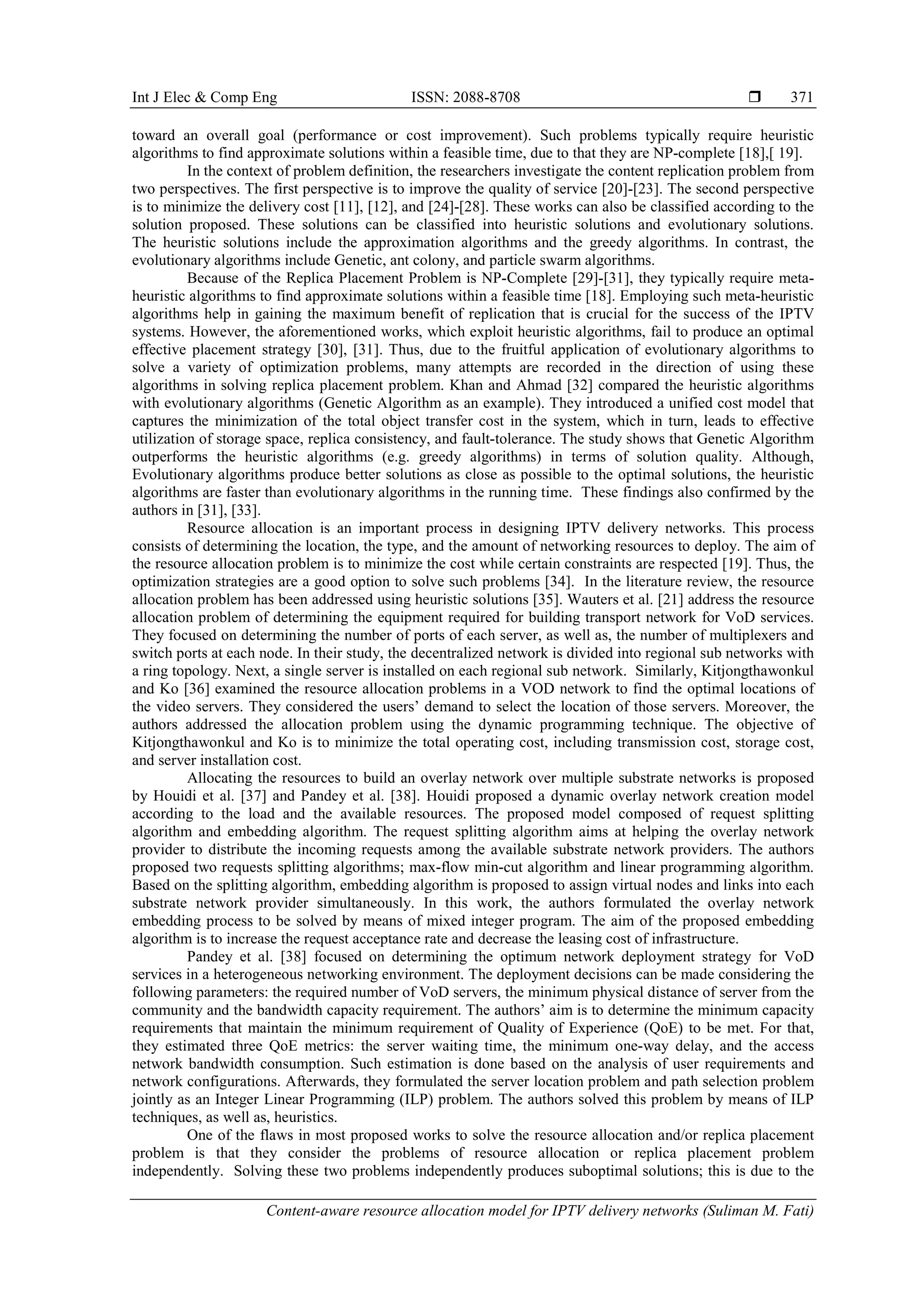 Content Aware Resource Allocation Model For Iptv Delivery Networks Pdf