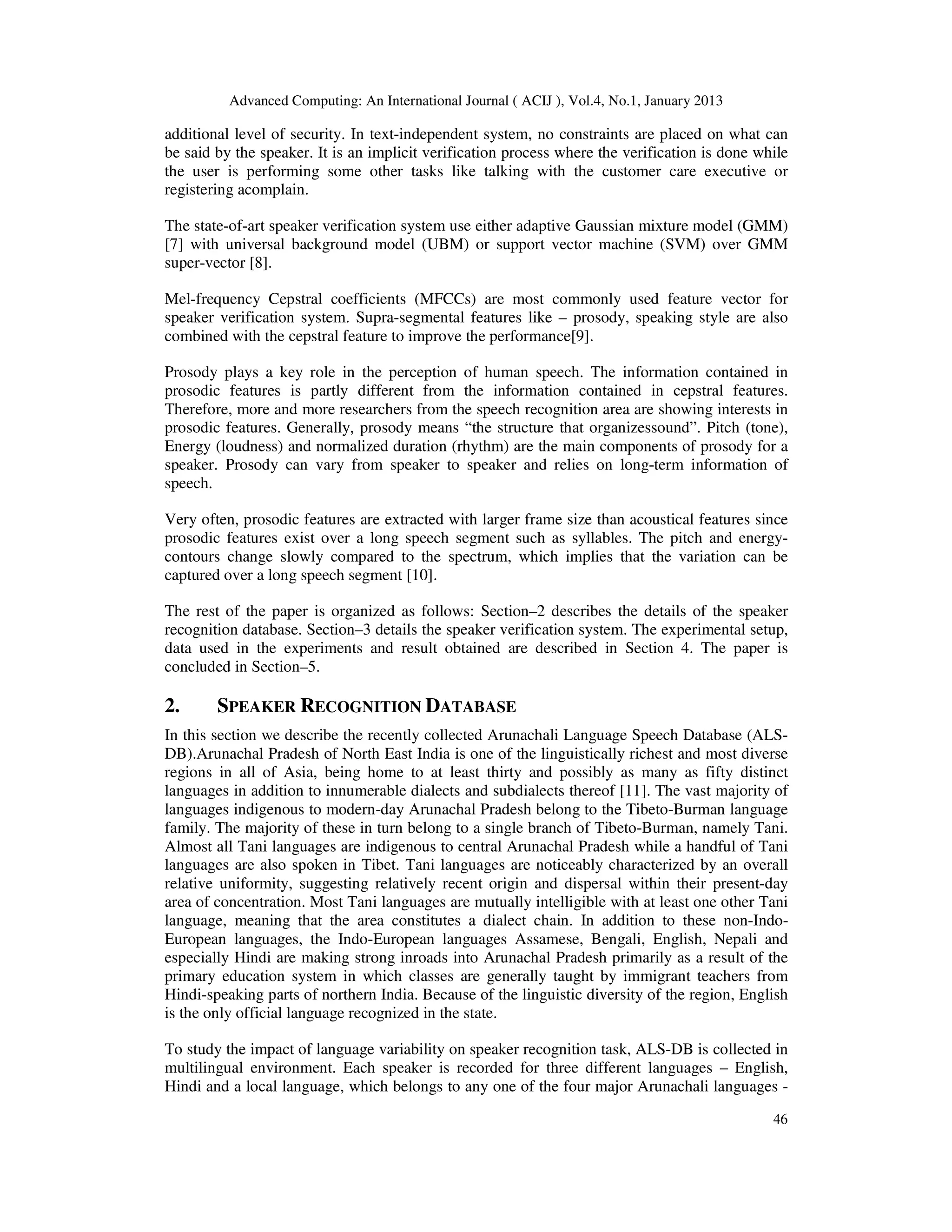 Speaker Verification Using Acoustic And Prosodic Features Pdf