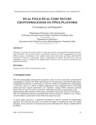 DUAL FIELD DUAL CORE SECURE CRYPTOPROCESSOR ON FPGA PLATFORM | PDF