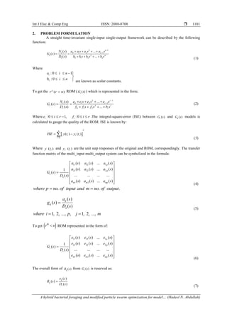 A hybrid bacterial foraging and modified particle swarm optimization for model order reduction | PDF