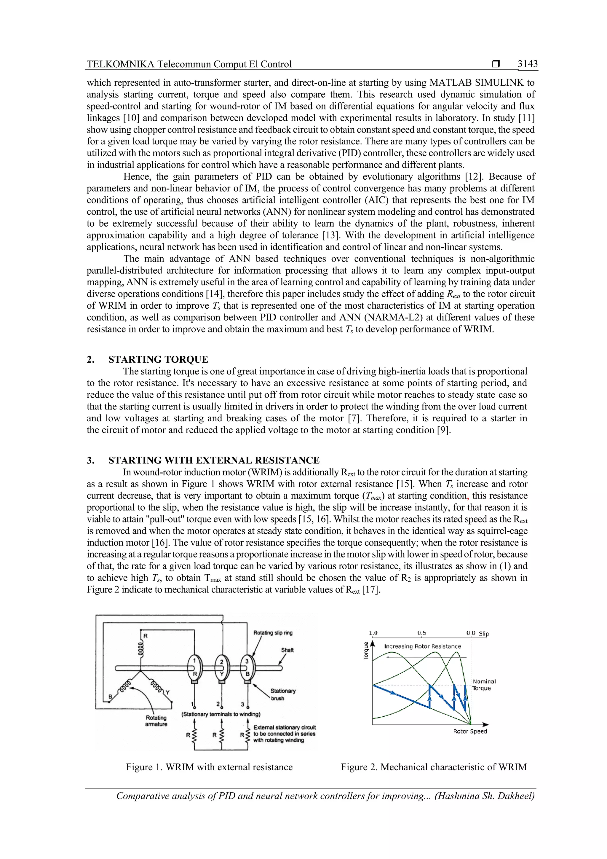Comparative analysis of PID and neural network controllers for improving starting torque of ...