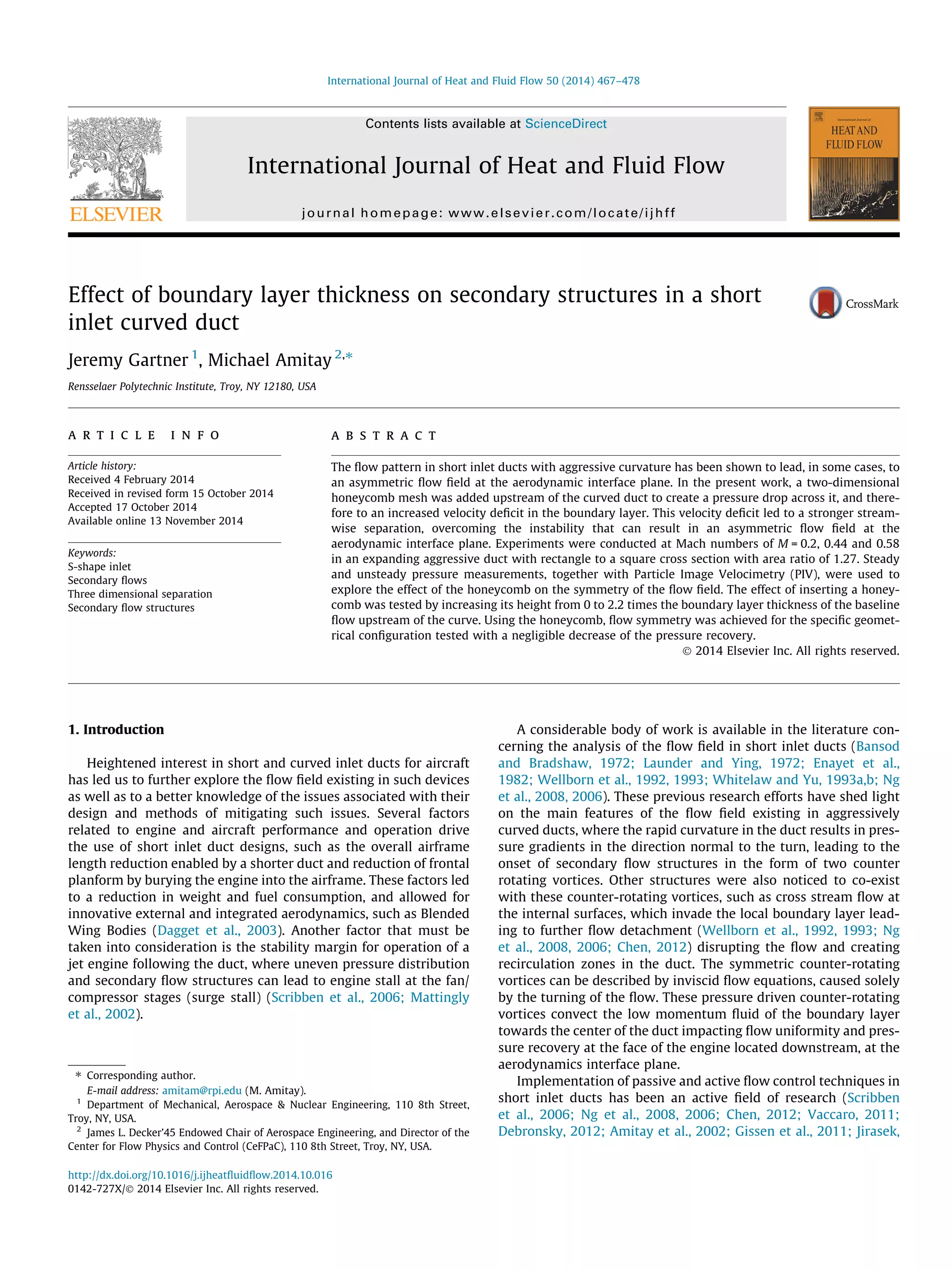 Effect of boundary layer thickness on secondary structures in a short ...