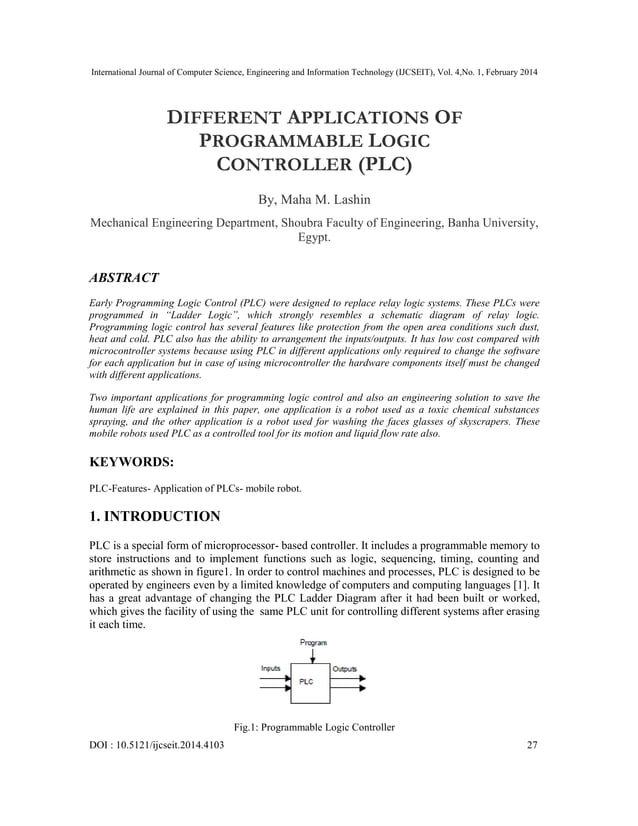 DIFFERENT APPLICATIONS OF PROGRAMMABLE LOGIC CONTROLLER (PLC) | PDF