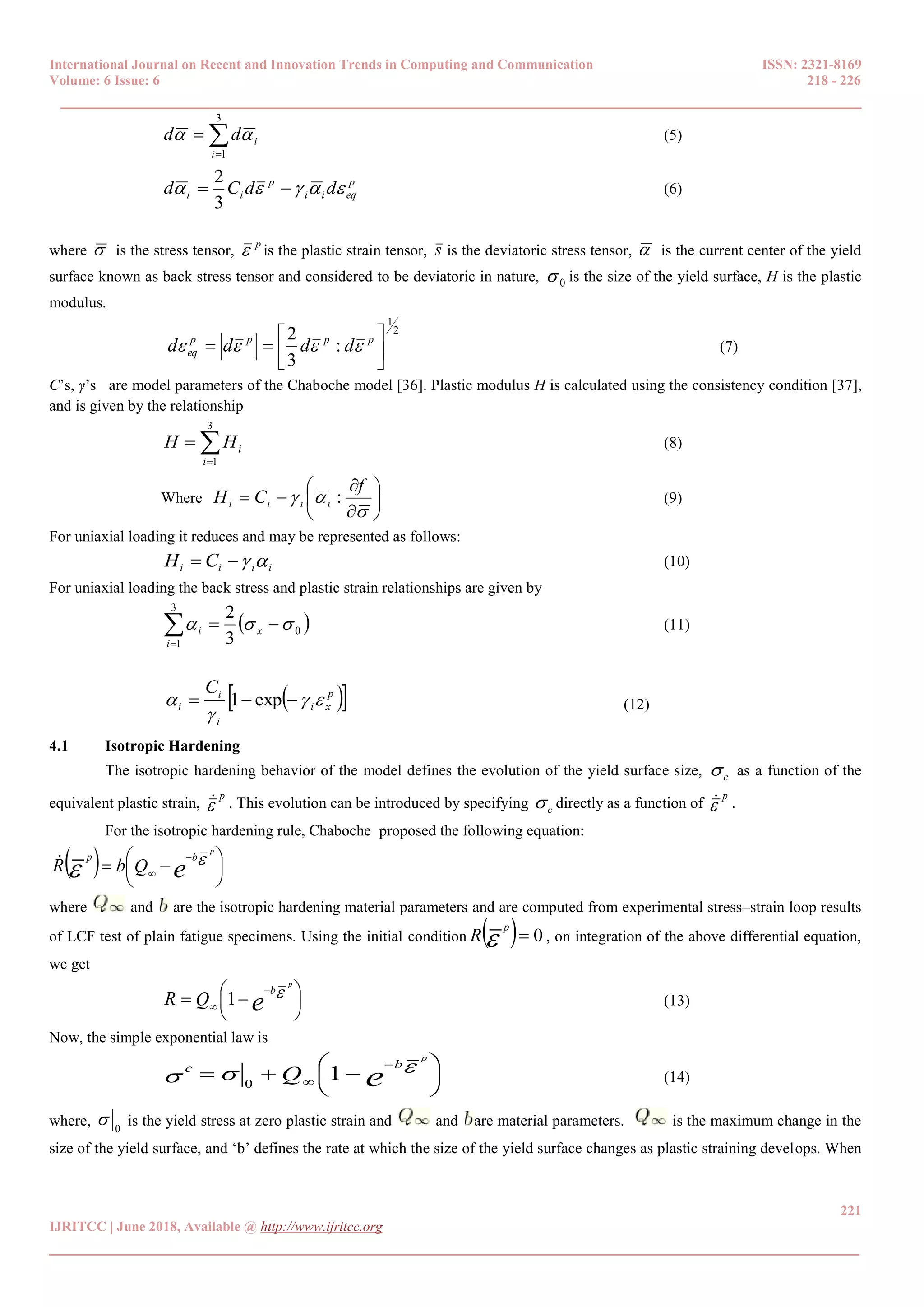 Kinematic Hardening Parameters Identification with Finite Element ...