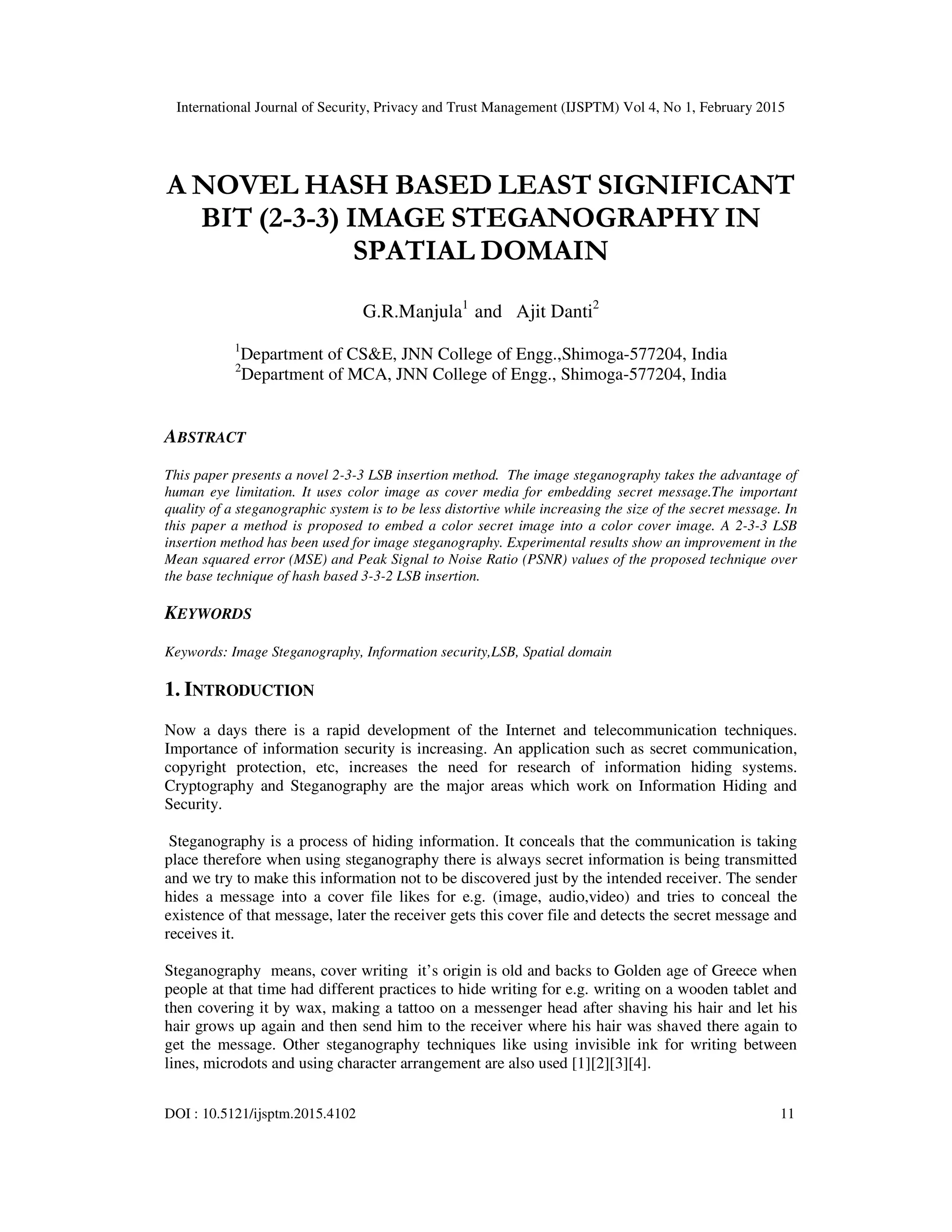 A Novel Hash Based Least Significant Bit (2-3-3) Image Steganography In ...