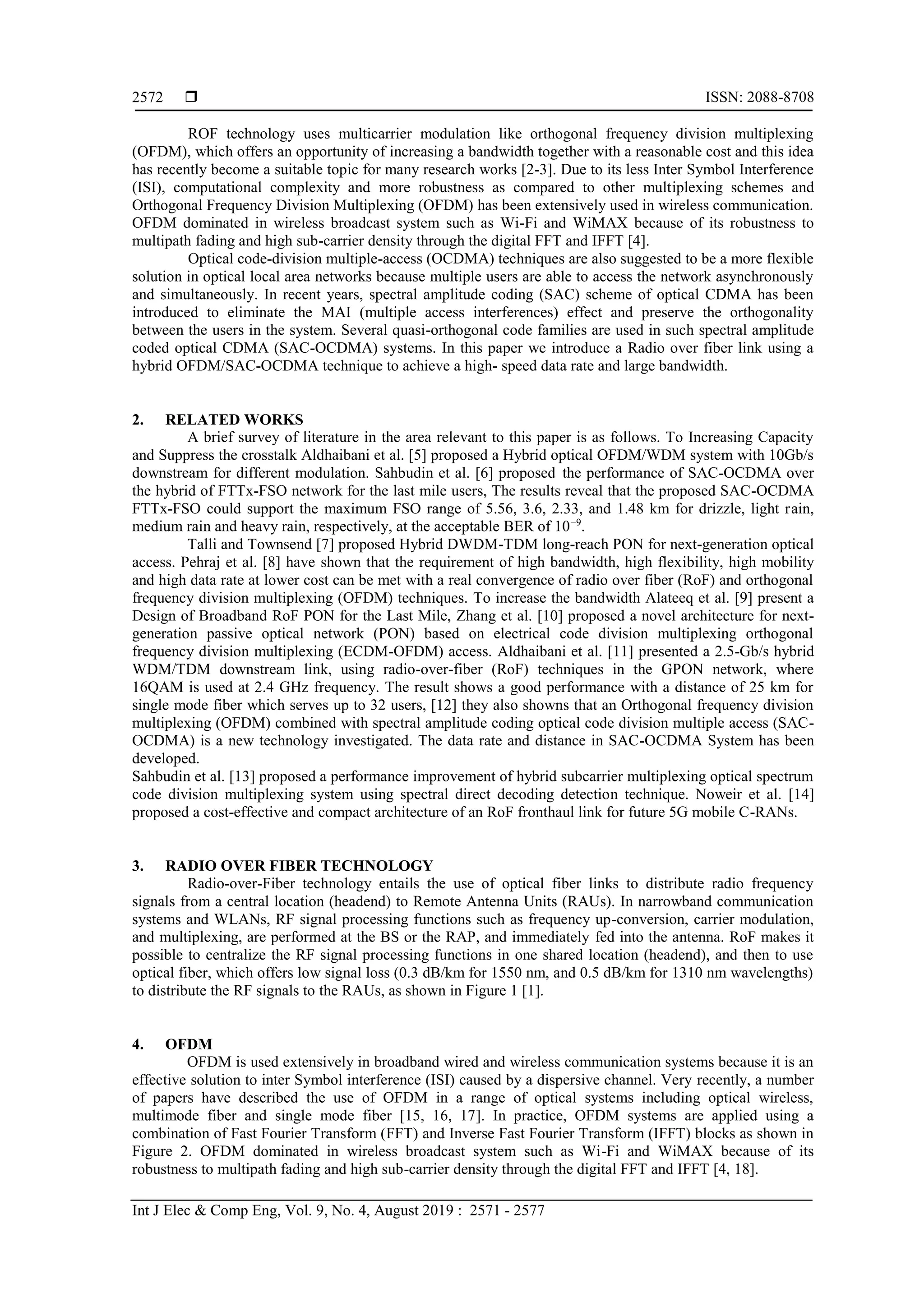 Radio over fiber system based on a hybrid link for next generation of optical fiber ...