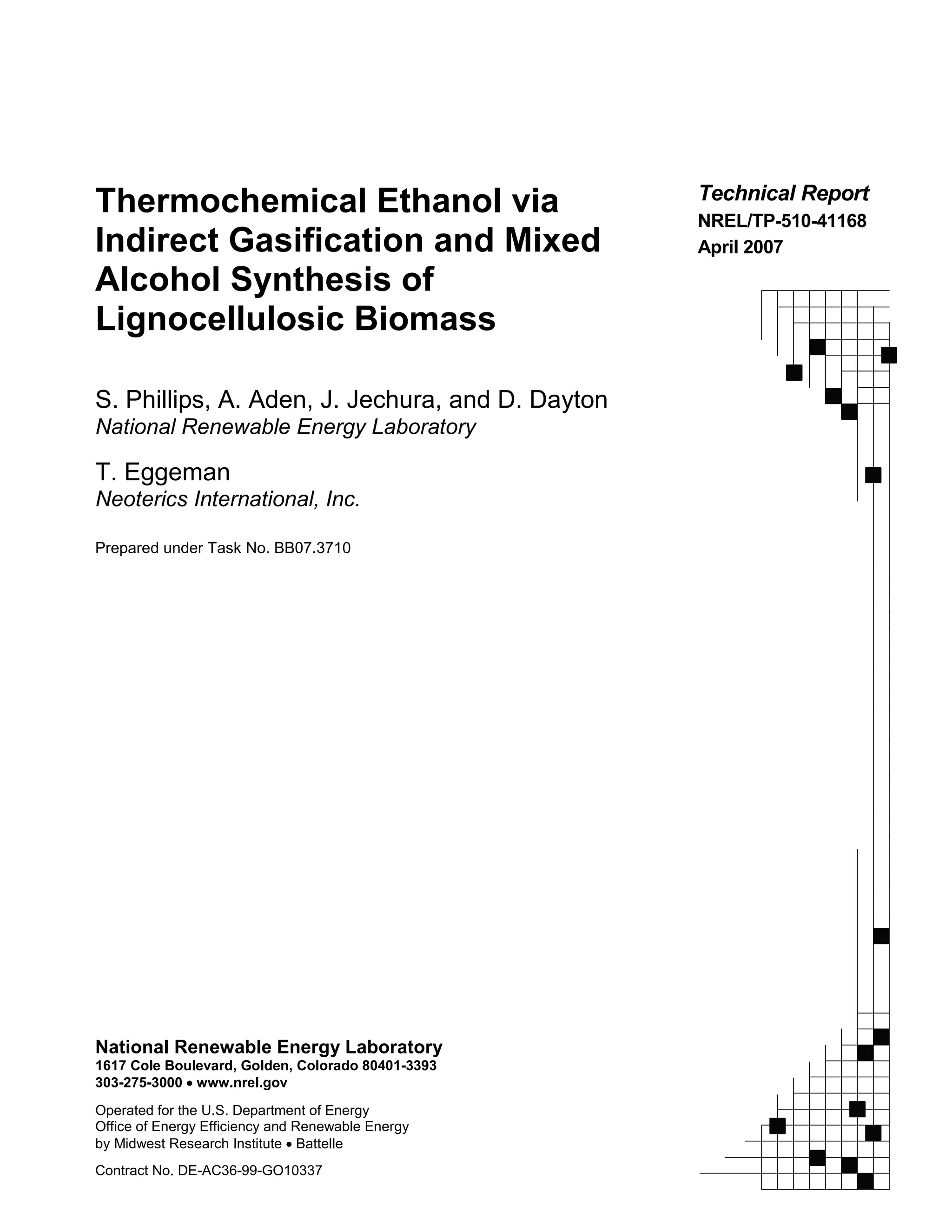 Thermochemical Ethanol via Indirect Gasification and Mixed Alcohol ...