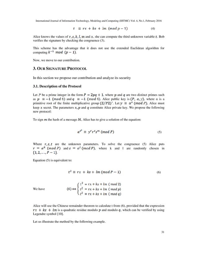 A Signature Algorithm Based on DLP and Computing Square Roots | PDF
