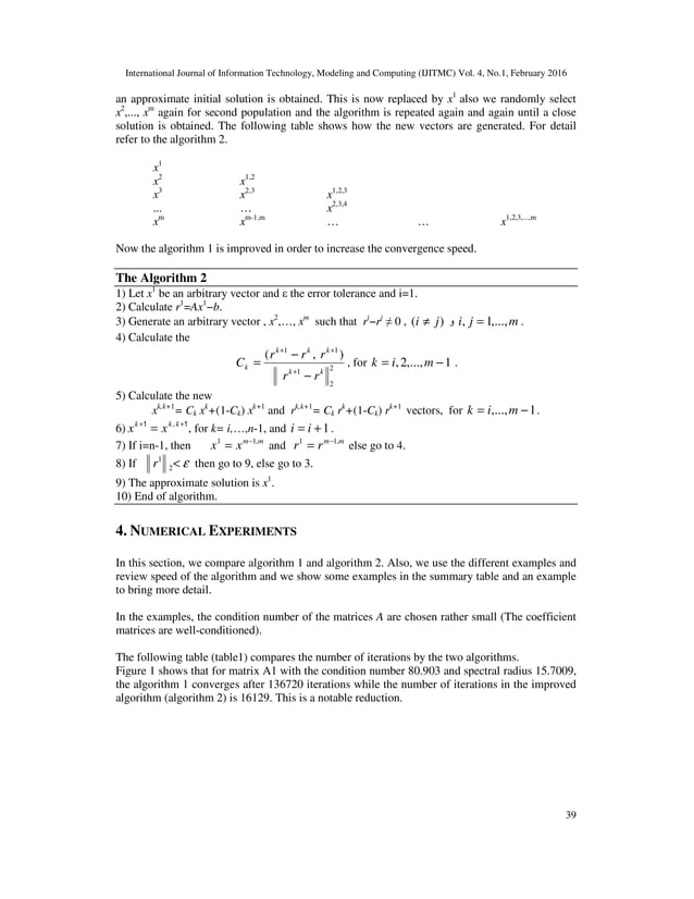 An Improved Iterative Method For Solving General System Of Equations