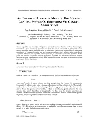 An Improved Iterative Method for Solving General System of Equations via Genetic Algorithms | PDF