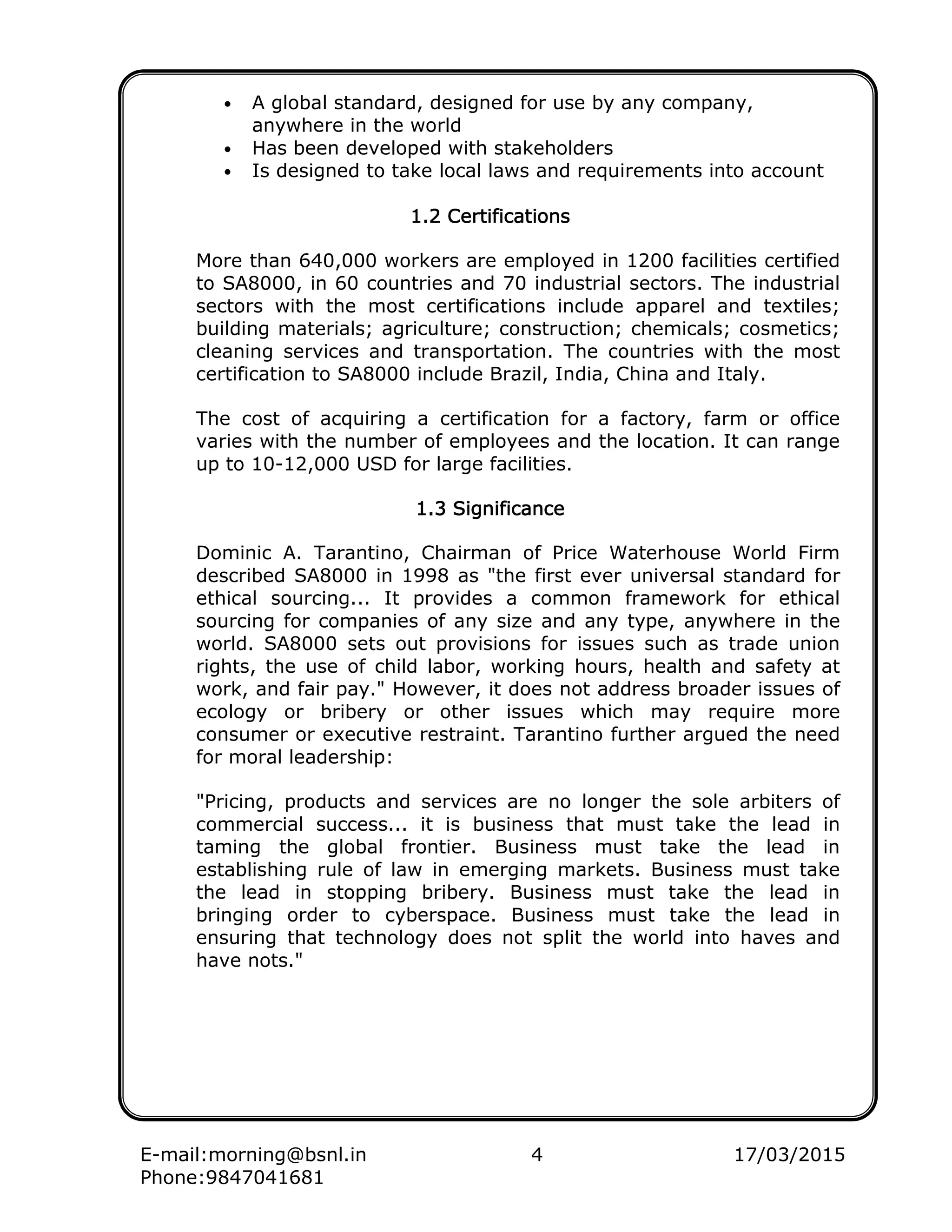 SA 8000 Training Material Latest | PDF