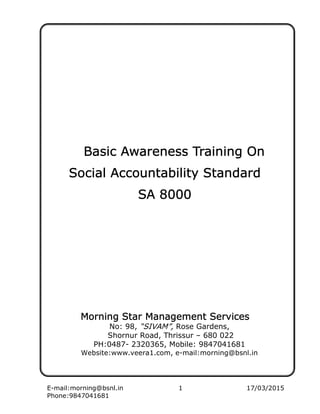 SA 8000 Training Material Latest | PDF
