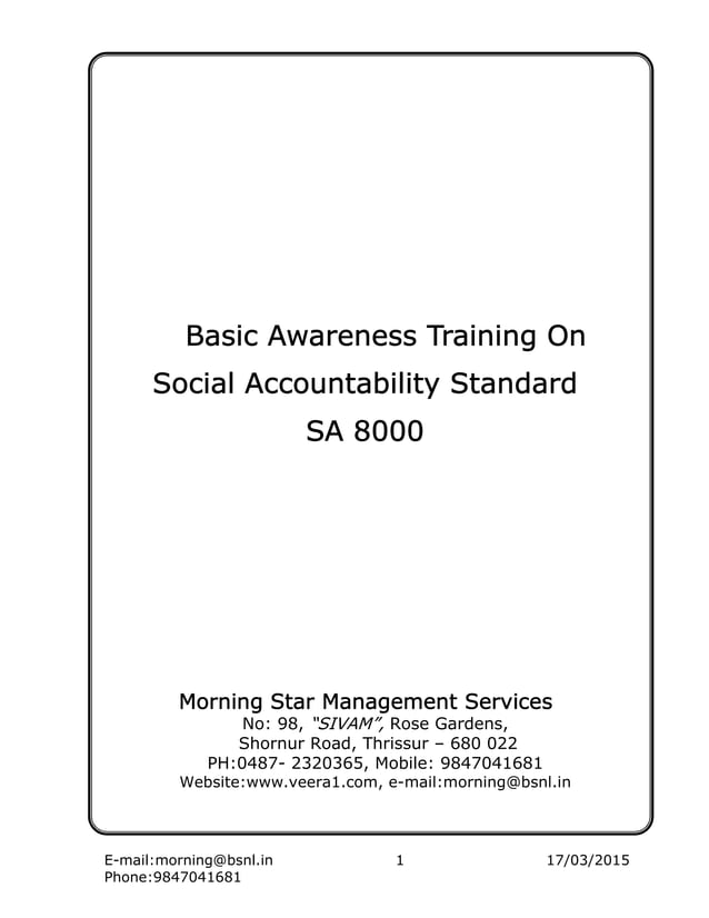 SA 8000 Training Material Latest | PDF