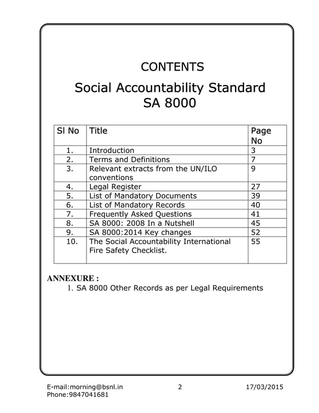 SA 8000 Training Material Latest | PDF