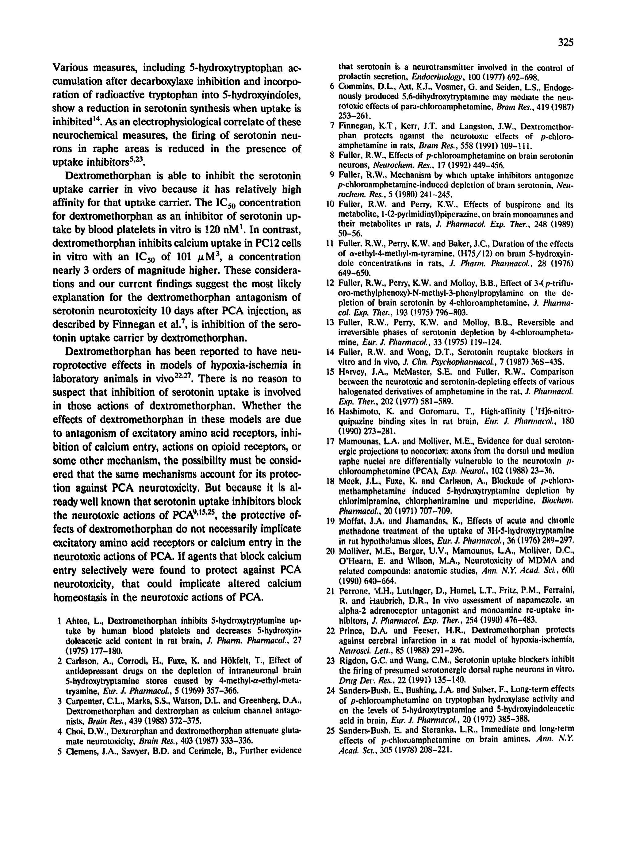 Dextromethorphan antagonizes acute 5HT depletion by PCA | PDF