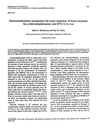 Dextromethorphan antagonizes acute 5HT depletion by PCA | PDF