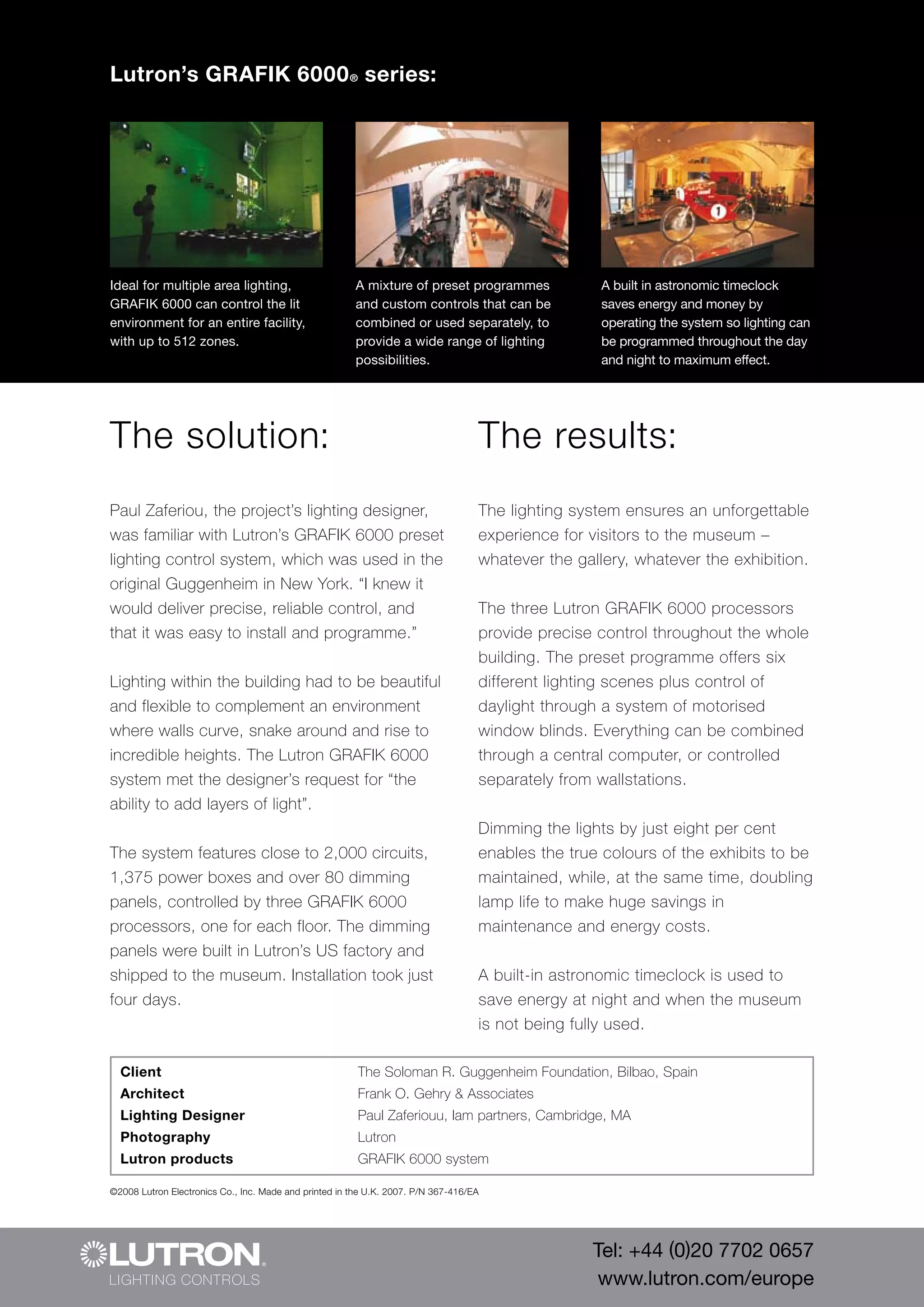 Lutron Case Study_Commercial _Guggenheim Museum (SP) | PDF