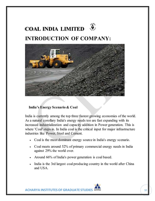 COAL INDIA PROJECT REPORT | DOCX
