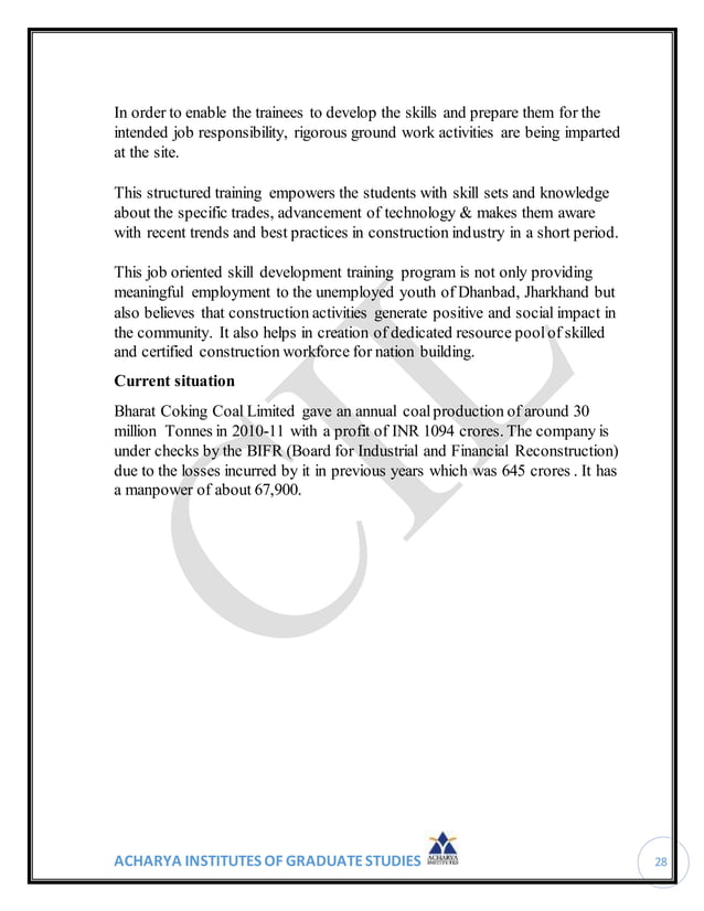 COAL INDIA PROJECT REPORT | DOCX