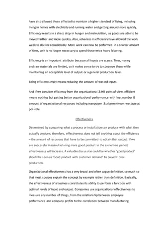 Relationship Between Performance, Effectiveness & Efficiency | DOCX