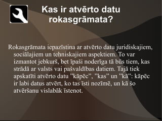 Atvērto datu rokasgrāmata | PPT