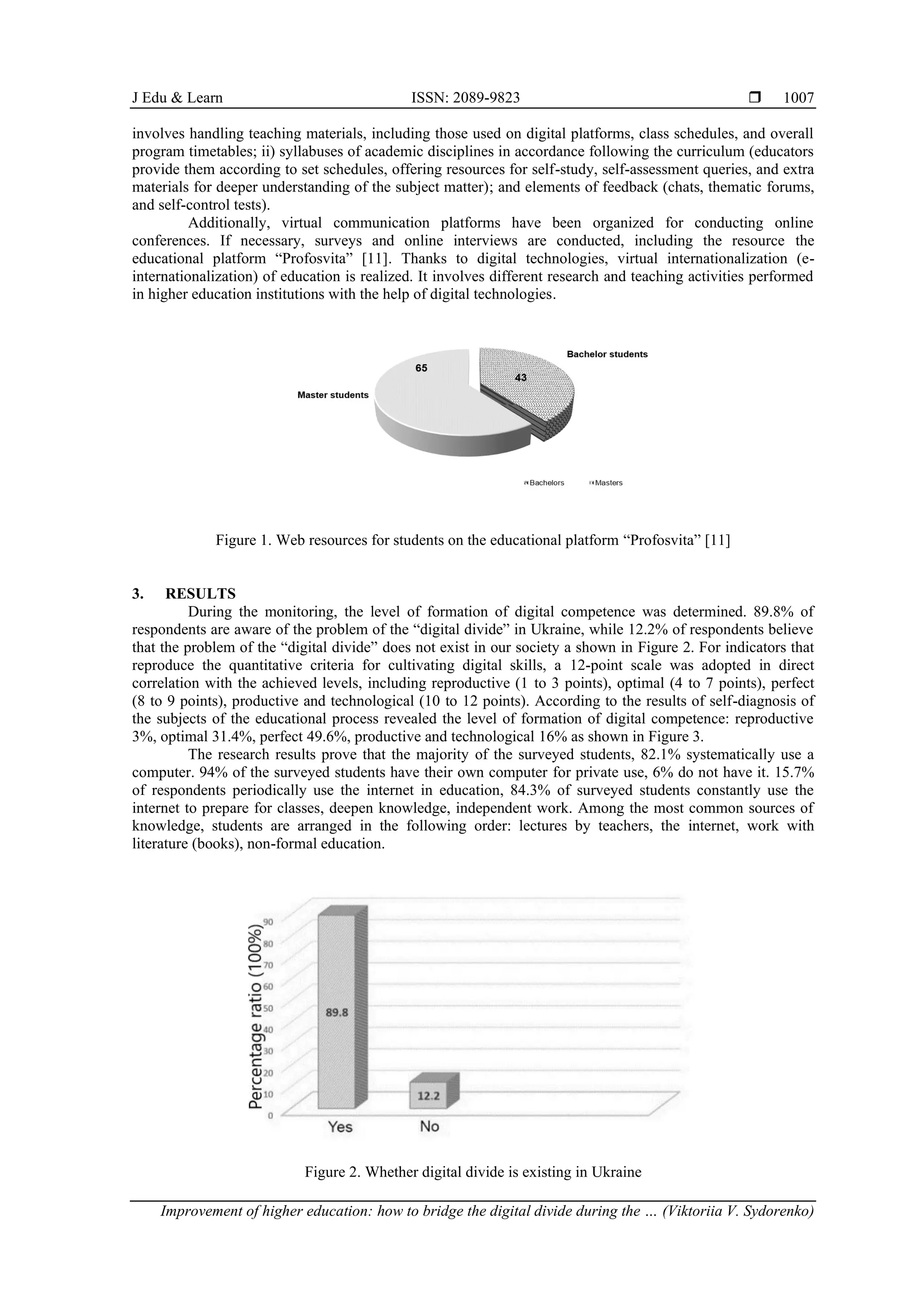 Improvement of higher education: how to bridge the digital divide ...