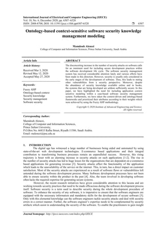 Ontology-based context-sensitive software security knowledge management modeling | PDF ...