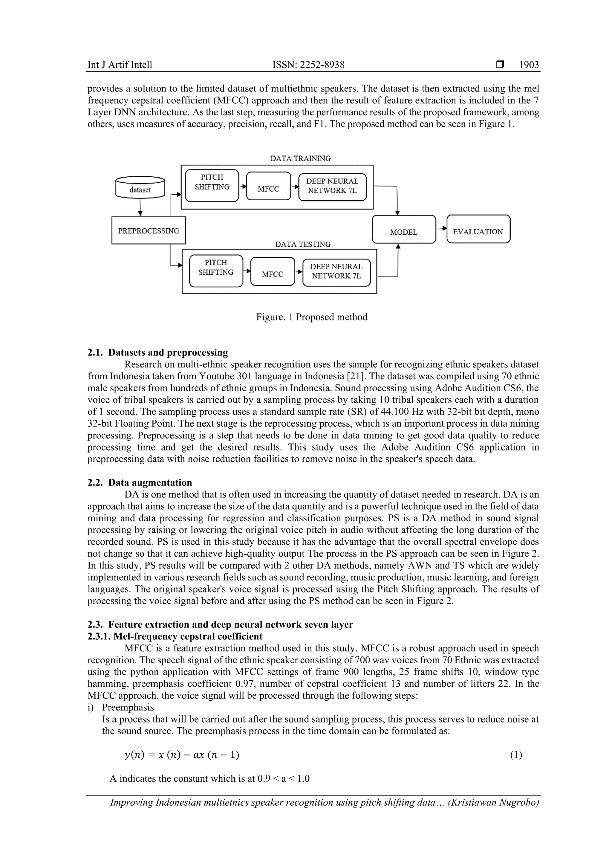 Improving Indonesian multietnics speaker recognition using pitch shifting data augmentation | PDF