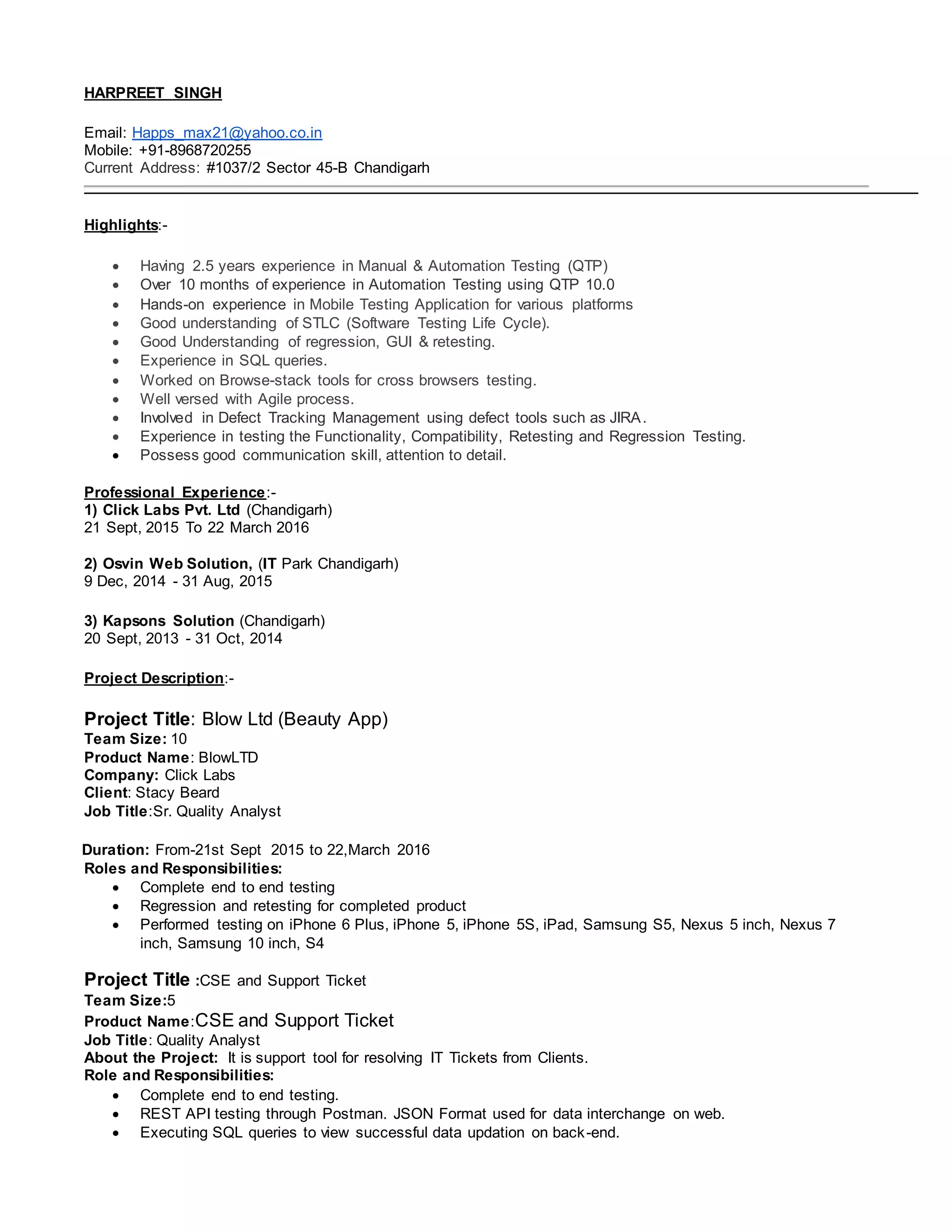 Harpreet singh( QA) | PDF