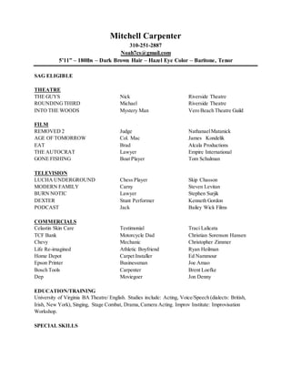 Mitchell Carpenter Resume | PDF