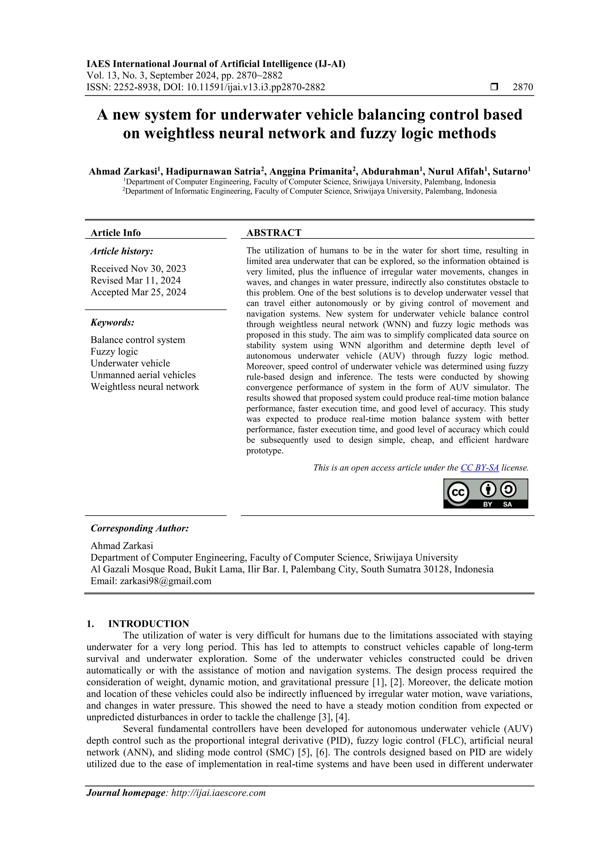 A new system for underwater vehicle balancing control based on ...