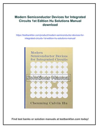 Modern Semiconductor Devices for Integrated Circuits 1st Edition Hu ...