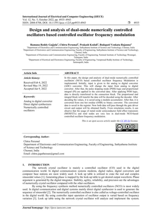 Design and analysis of dual-mode numerically controlled oscillators based controlled oscillator ...