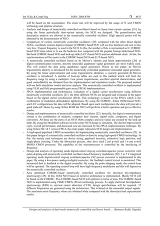 Design and analysis of dual-mode numerically controlled oscillators based controlled oscillator ...