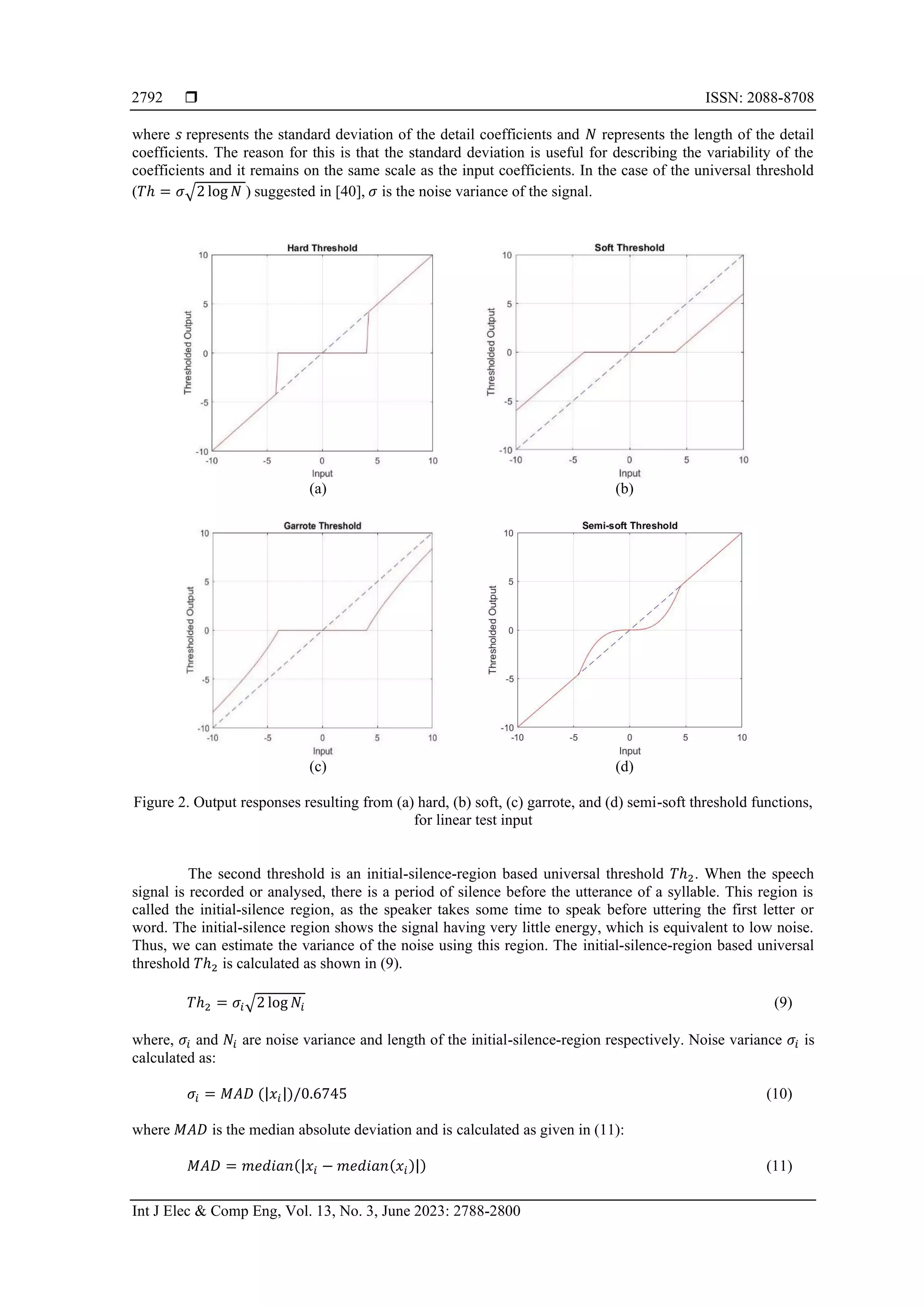 Compressive speech enhancement using semi-soft thresholding and improved threshold estimation | PDF