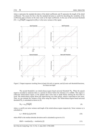 Compressive speech enhancement using semi-soft thresholding and improved threshold estimation ...