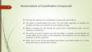 Coordination Chemistry, Fundamental Concepts and Theories | PPTX