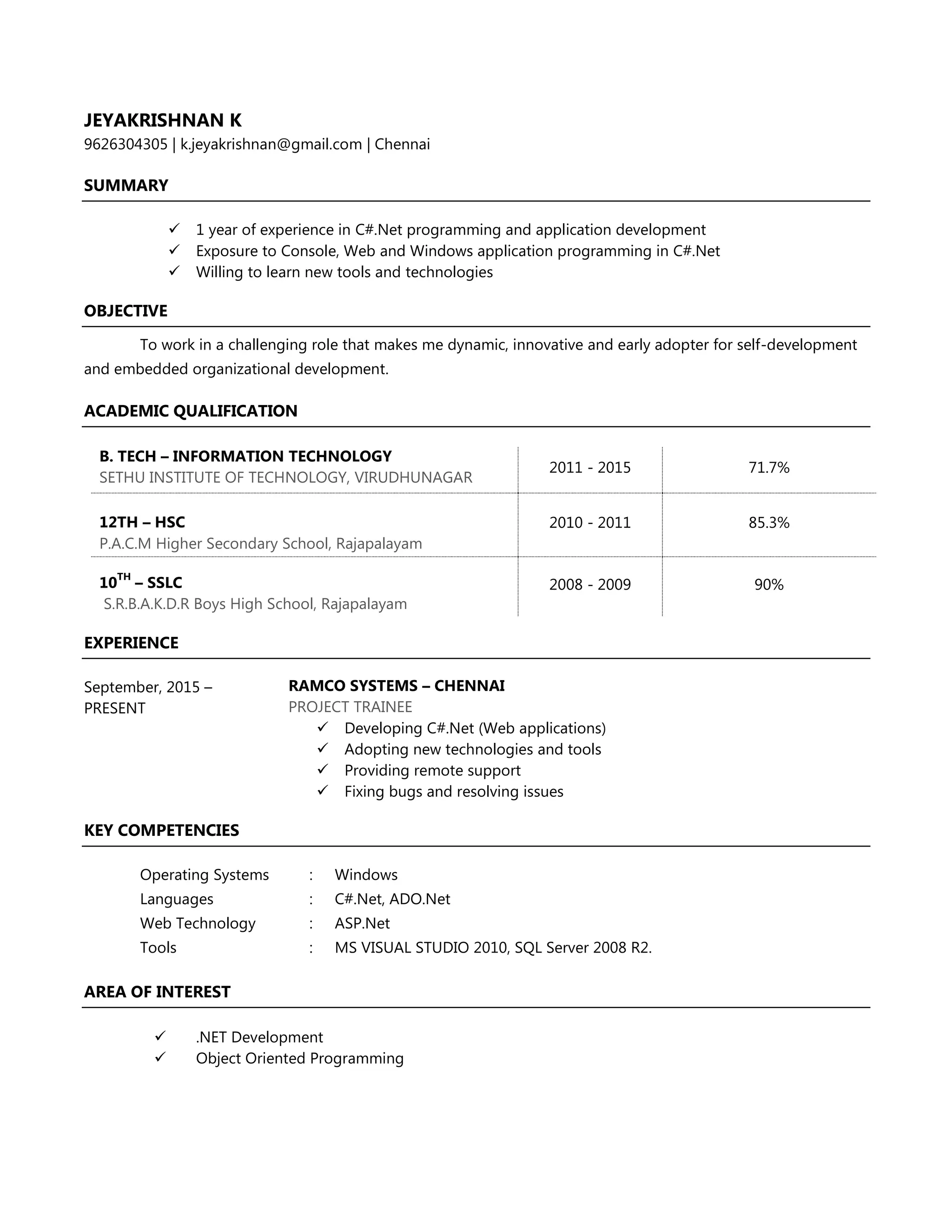 JeyaKrishnan_CV | PDF