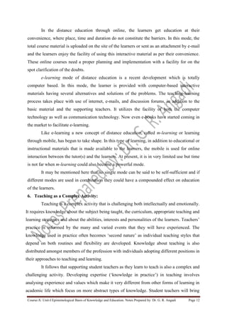 Unit-I Epistemological Basis of Knowledge and Education | PDF