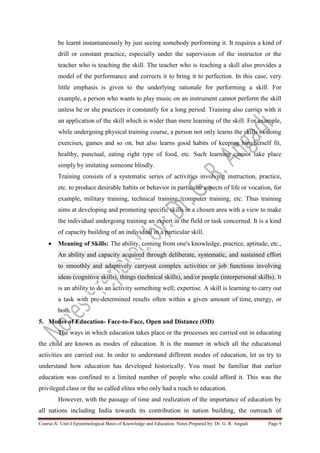 Unit-I Epistemological Basis of Knowledge and Education | PDF