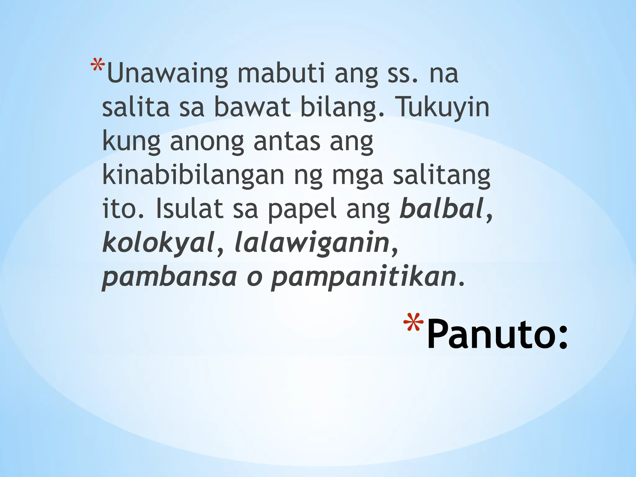 Mga Pagsasanay sa mga Antas-Ng-Wika.pptx