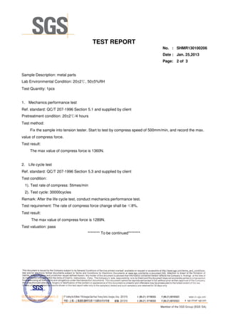SGS 30000 times life cycle test report | PDF